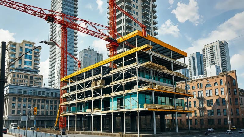 New Construction Project Underway in Downtown Area Showcasing Urban ...