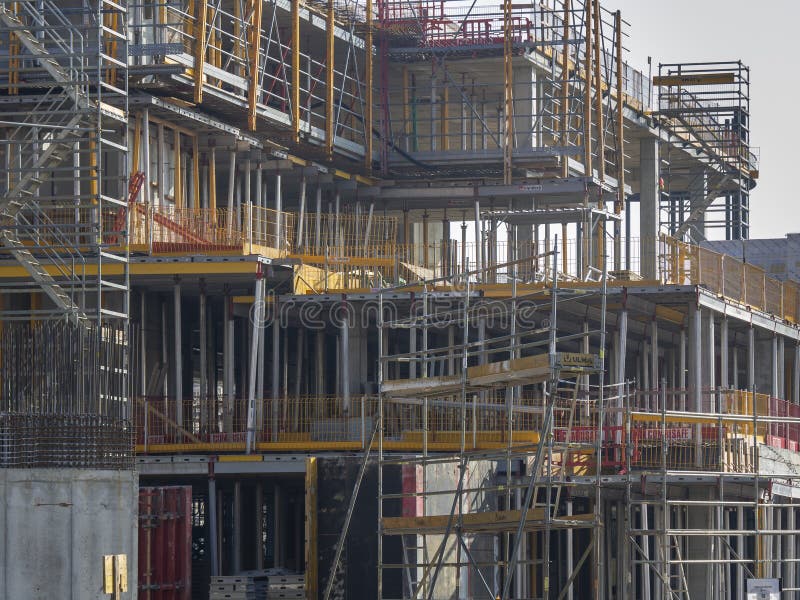 New Construction Site. Building Under Construction with Many ...