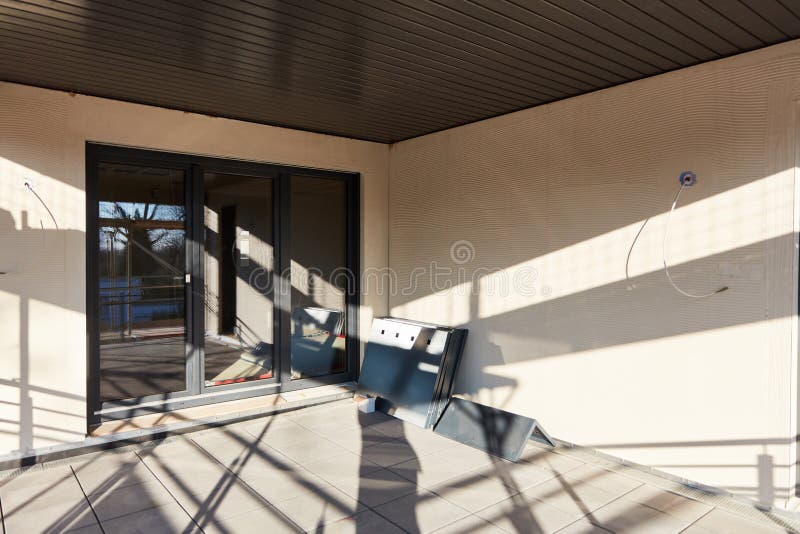 New Construction of a Terrace at the House with Window and Patio Door ...