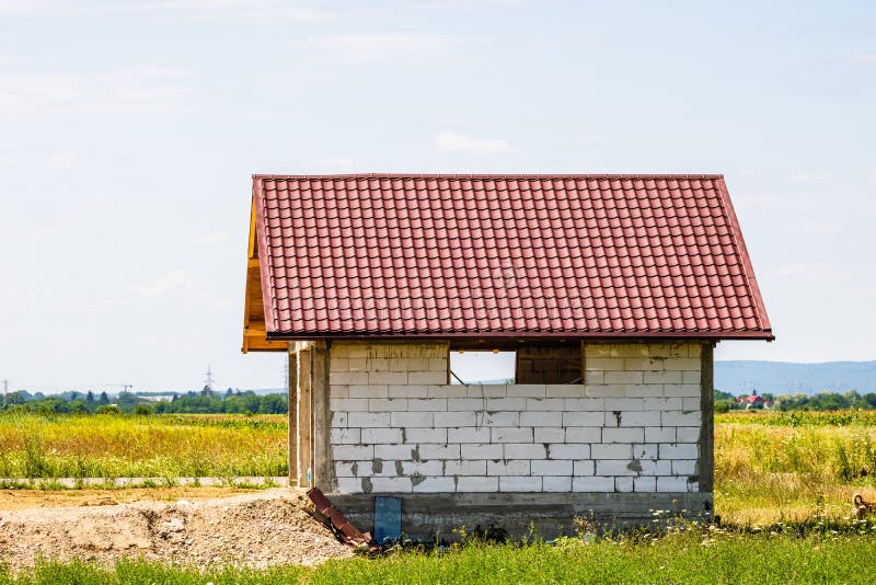 Unfinished Small Wood Cabin on Top of the Hill Stock Photo - Image of ...
