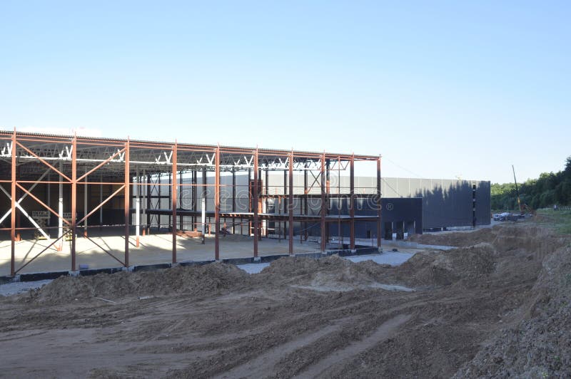 New Construction Warehouse Warehouse Logistics. Installation of Metal ...