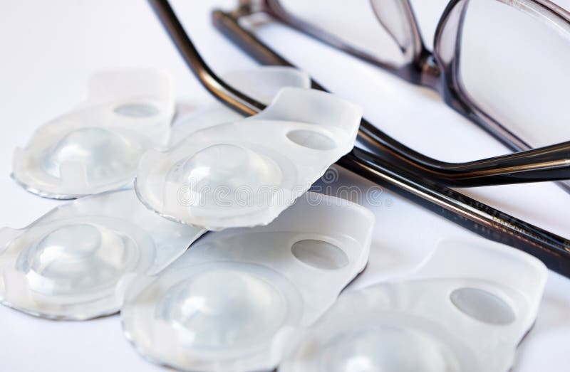 New Contact Lens Packaging with Glasses. Stock Image - Image of eyes ...
