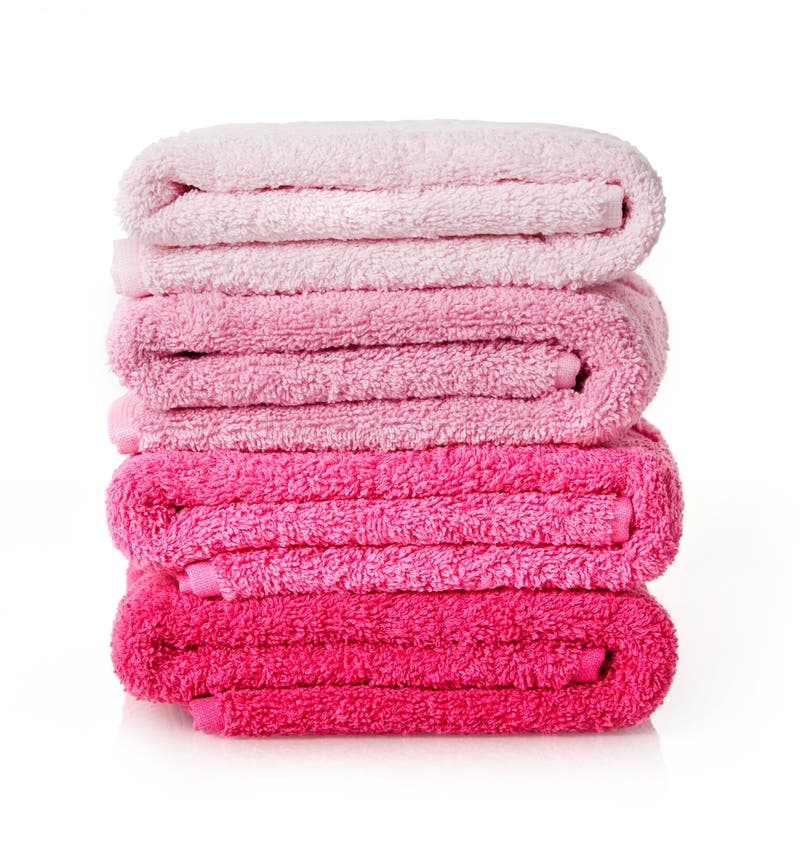 New cotton pink towels stock image. Image of isolated - 207521503
