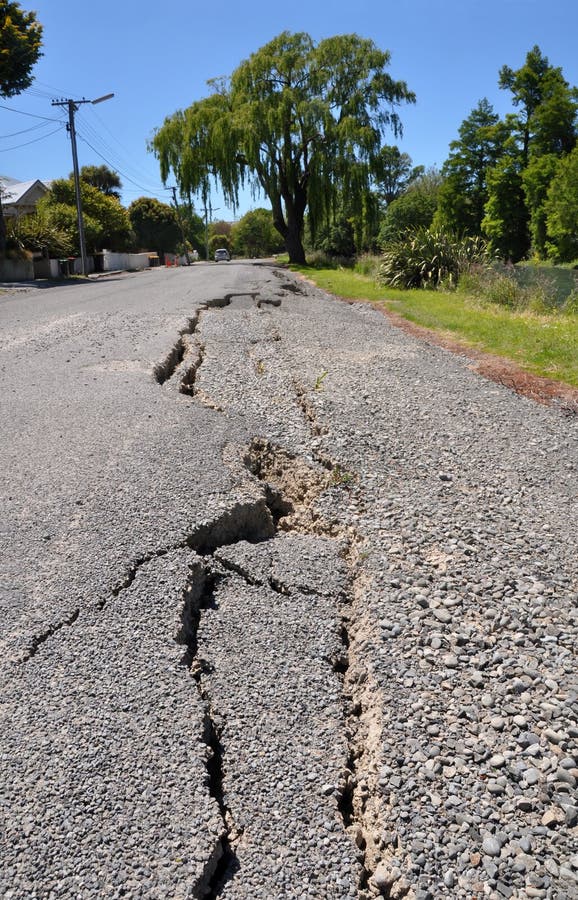 Cracks in a Road Caused by an Earthquake Stock Image - Image of ...