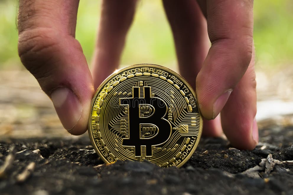 New Crypto Currency, Bitcoin and Computer Fee Finance Map Stock Image ...