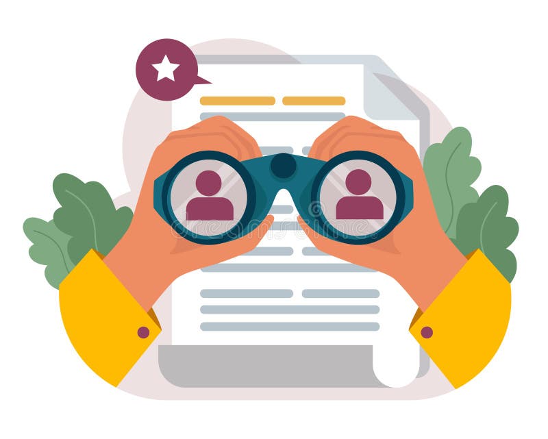 New Customers Search. Character Looking through Binoculars Stock Vector ...