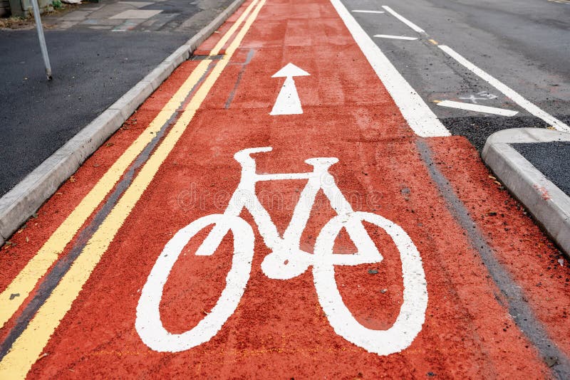 Cycling Path Made of Red Asphalt As Part of 10 Minutes City Development ...