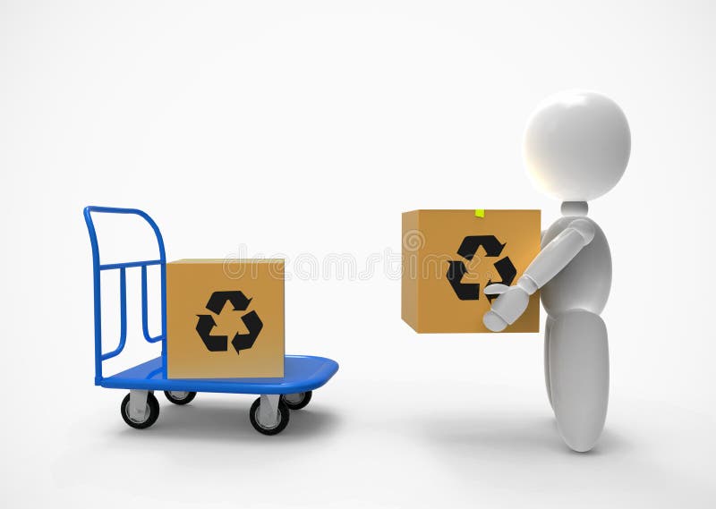 New 3D People - Hand Truck and Boxes Stock Illustration - Illustration ...