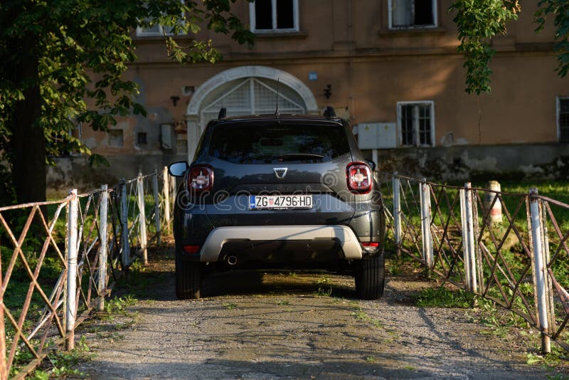 New Dacia Duster 4x4 in Dark Blue Color on the Bridge Editorial ...
