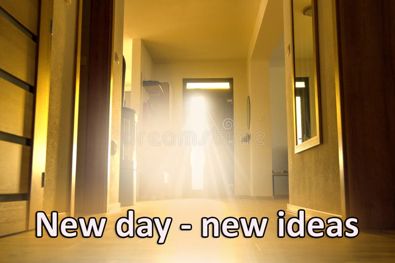 New Day-new Ideas Text on Sunburst Beams in the Morning Stock Image ...
