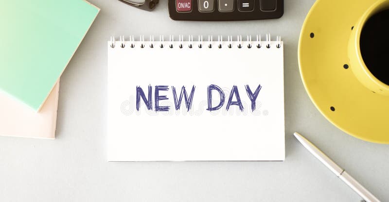 New Day Text Resolution Word on Notepad. Stock Photo - Image of start ...