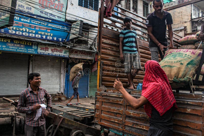 New Delhi, Delhi, India- May 22 2020: Poor Labors Working in the Harsh ...