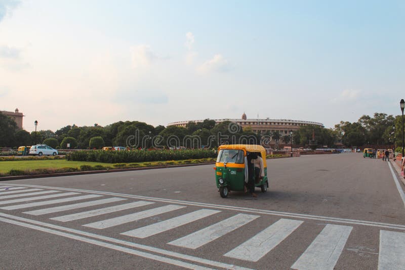 New Delhi - October 10 2019 : Autorikshaw Stading at a Traffic Signal ...