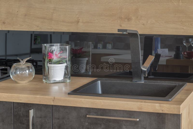 New Design of Dishwashing in the Kitchen. Stock Image - Image of ...