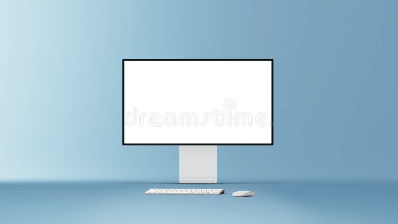 New Desktop Computer Pro Display with Keyboard and Mouse on Background ...