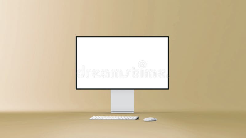 New Desktop Computer Pro Display with Keyboard and Mouse on Background ...