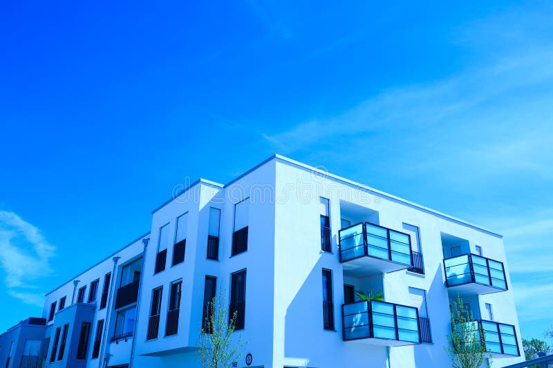 New Development Area, Modern Houses with Flat Roofs, Blue Sky Stock Image - Image of real ...