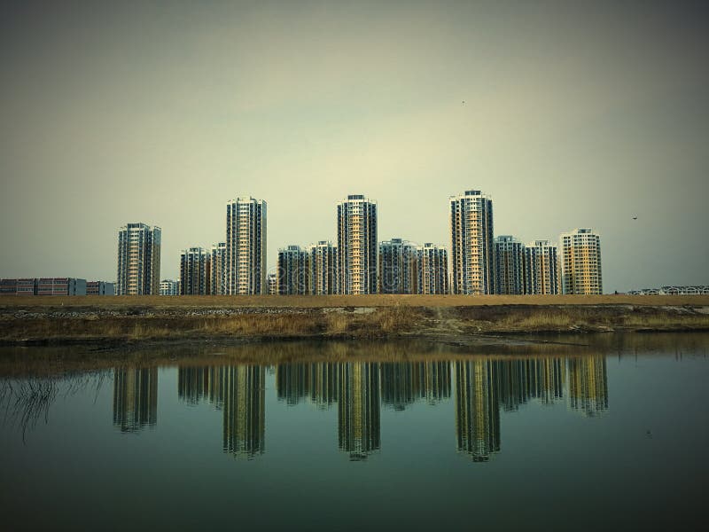 Chinese New Architecture Reflected in Water Editorial Stock Image ...