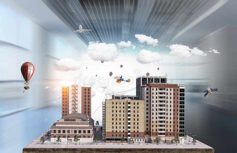 New Development Project. Mixed Media Stock Photo - Image of street ...