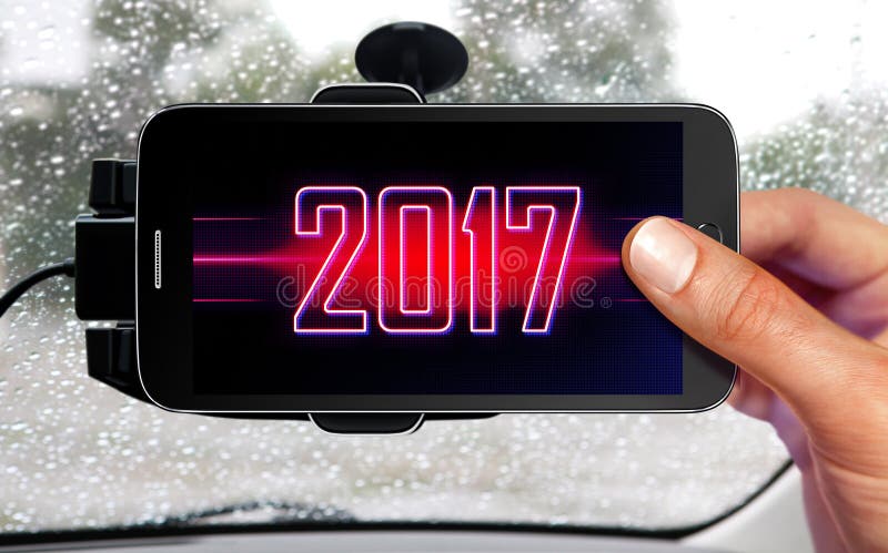 Navigator in car stock image. Image of rainy, modern - 112705861