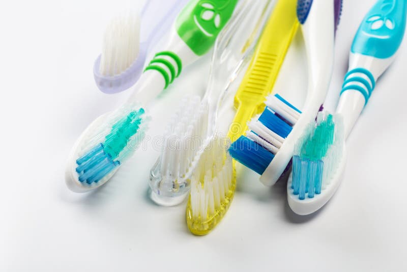 New Different Toothbrushes on a White Background Stock Photo - Image of ...