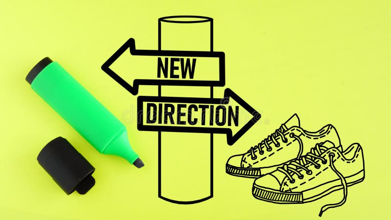 New Direction is Shown Using the Text Stock Illustration - Illustration ...