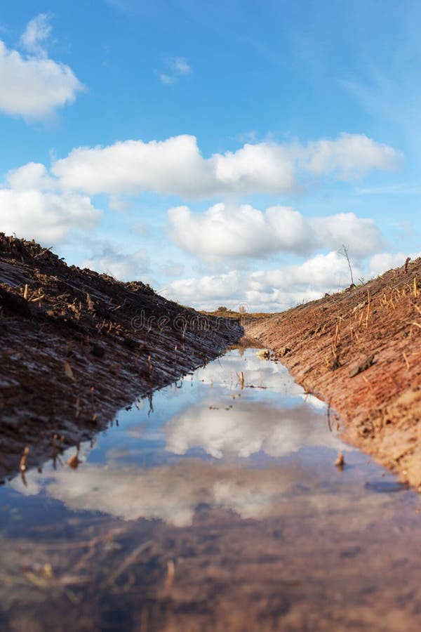New ditch. stock image. Image of drainage, grass, grey - 34357365