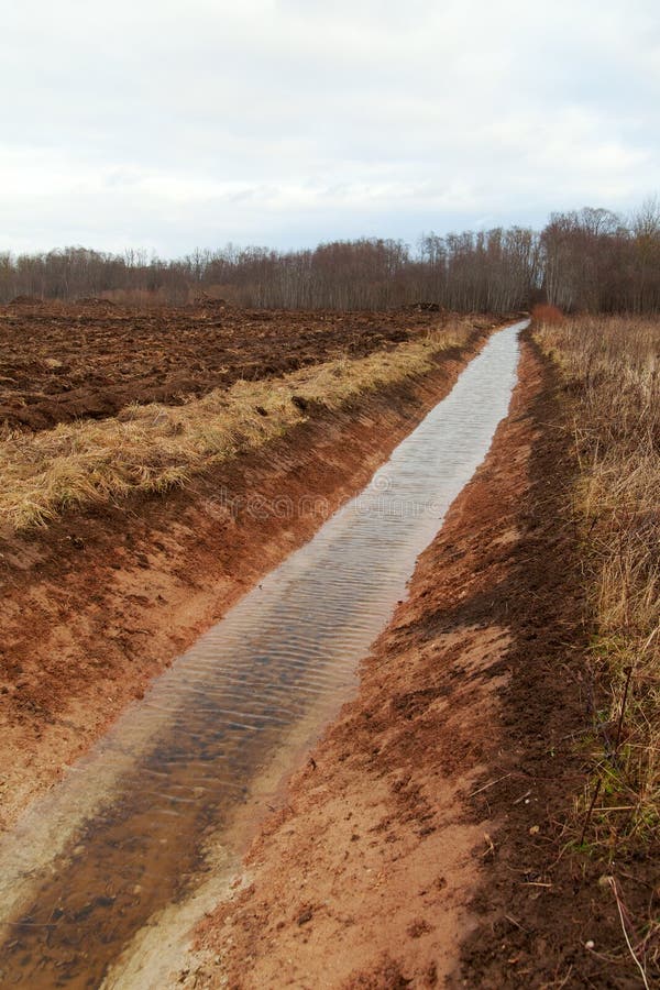 Ditch. stock photo. Image of drainage, earth, land, water - 54973056