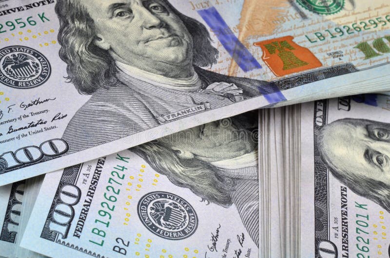 Stack of New Design 100 One Hundred Dollar Bill US Bank Notes Stock ...