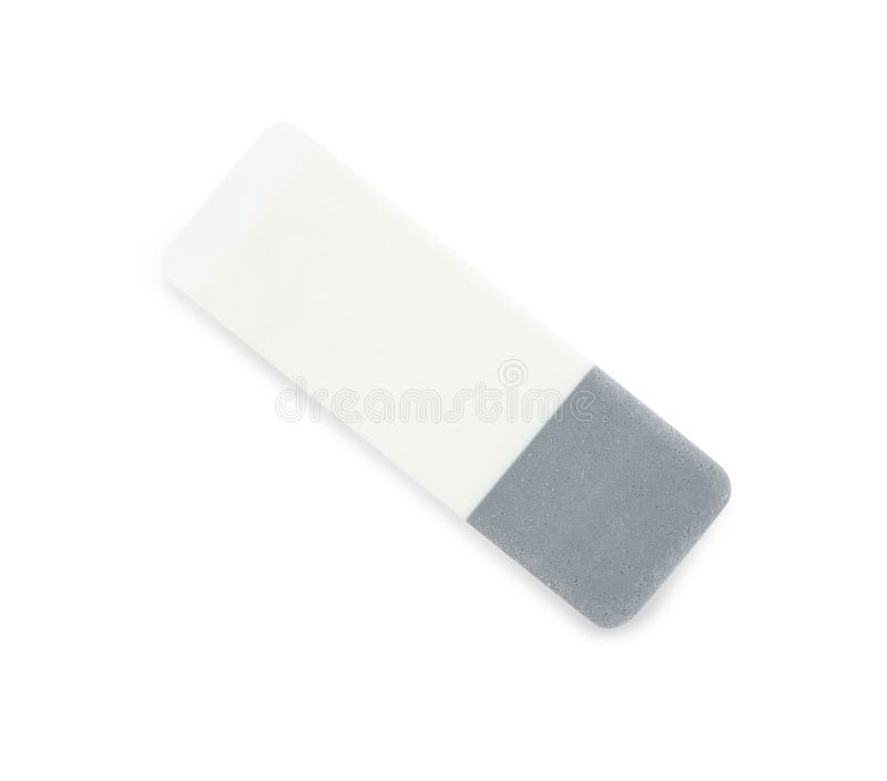 New Double Eraser Isolated on White, Top View. School Stationery Stock ...