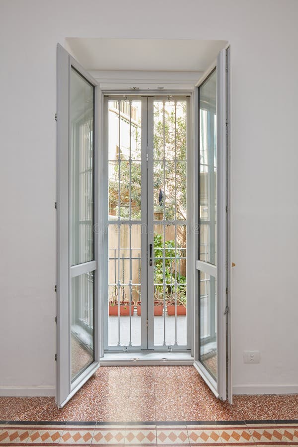 New Double Glazed Open Window with Gate in White, Renovated Apartment ...