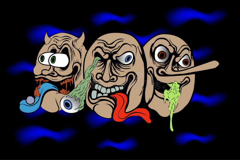 Three headed devil stock vector. Illustration of head - 248356856