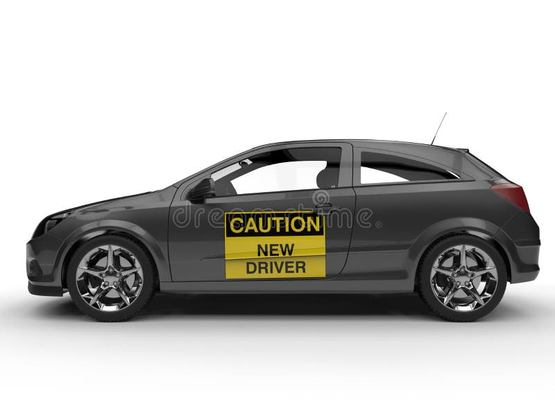 New Driver Sign on Side View Stock Illustration - Illustration of ...