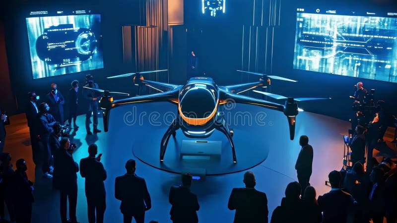 New Drone Unveiled at Technology Launch Event Stock Video - Video of ...