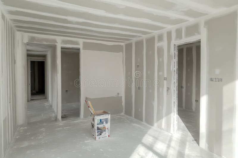 New Drywall Installation in a Residential Interior during Daytime with ...