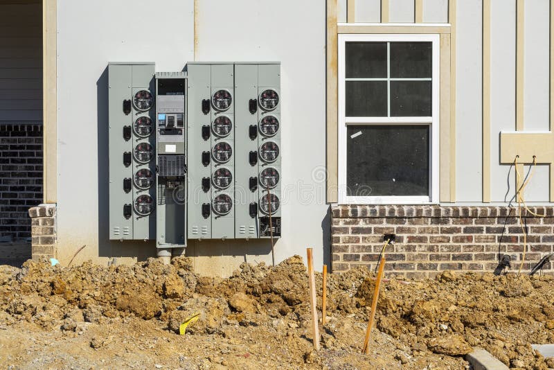 New Electric Meters for Apartments Under Construction Stock Image ...