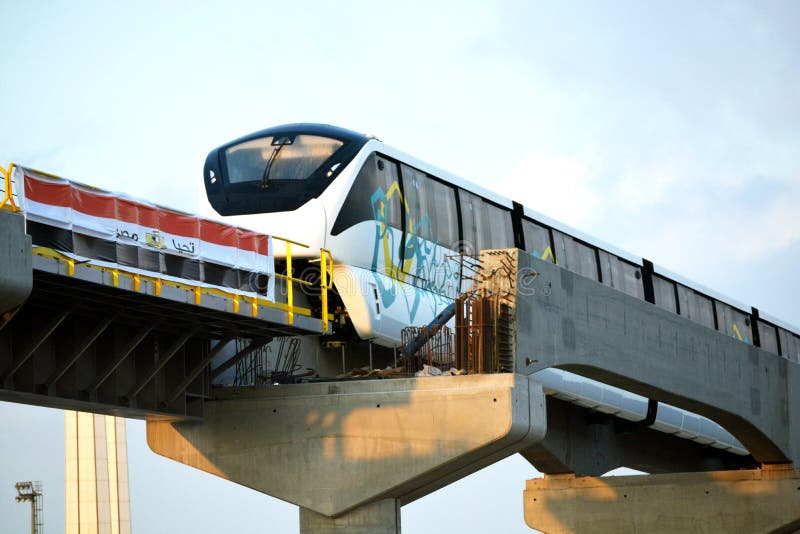 A New Electric Monorail Train Installed on Its Elevated Metro Railway ...
