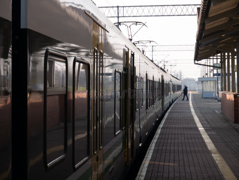 A New Electric Train at the Station Stock Image - Image of locomotive ...