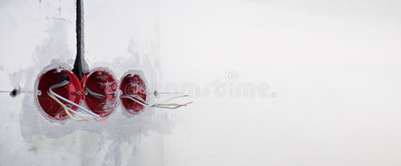 New Electrical Plastic Box Sockets and Electrical Cables Stock Image ...