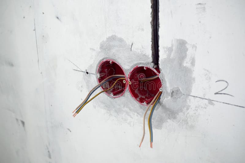 New Electrical Plastic Box Sockets and Electrical Cables Stock Photo ...