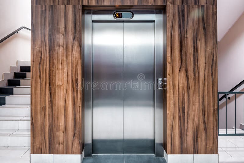 New Elevator in Comfortable Building Stock Image - Image of closed ...
