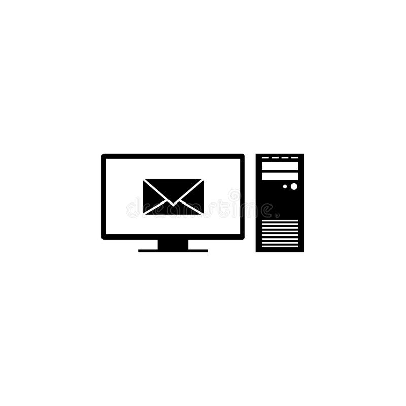 New Email on Computer Flat Vector Icon Stock Vector - Illustration of ...