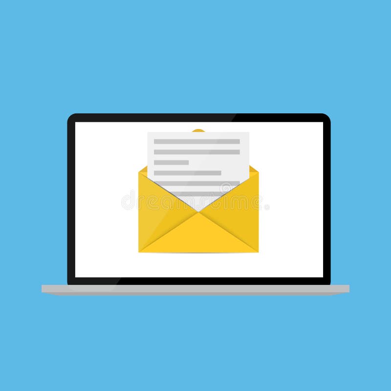 New Email on the Laptop Screen Notification Concept. Vector ...