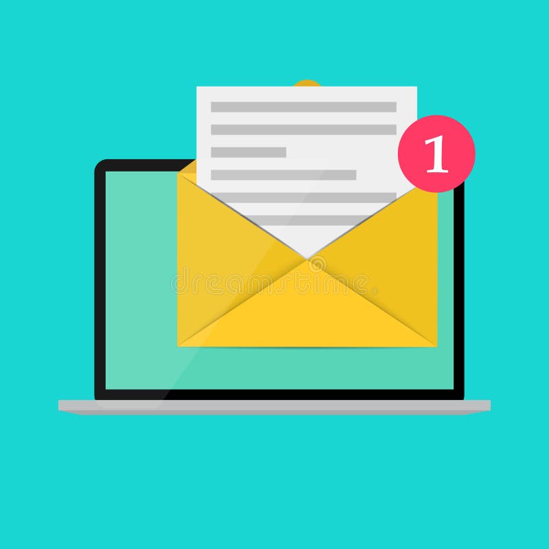 New Email on the Laptop Screen Notification Concept. Vector ...