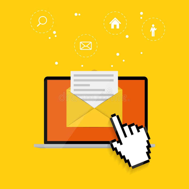 New Email on the Laptop Screen Notification Concept. Vector ...