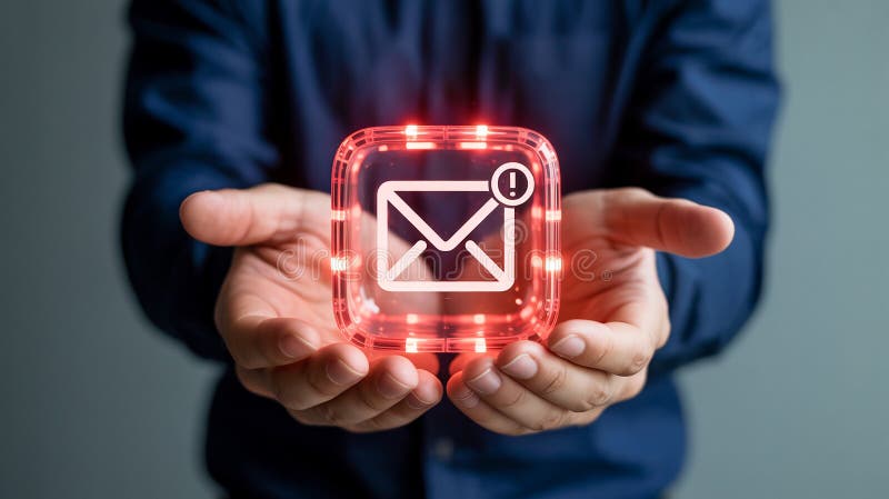 New Email Notification Concept Person Holding Illuminated Email Icon in ...