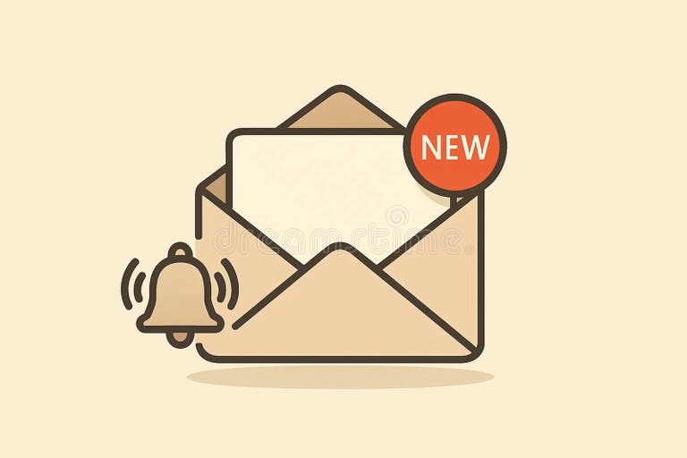 New Email Notification Icon with Bell and Alert, Modern Design, Flat ...
