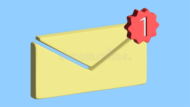 New Email Notification Icon with One E-mail Message. 3d Stock ...