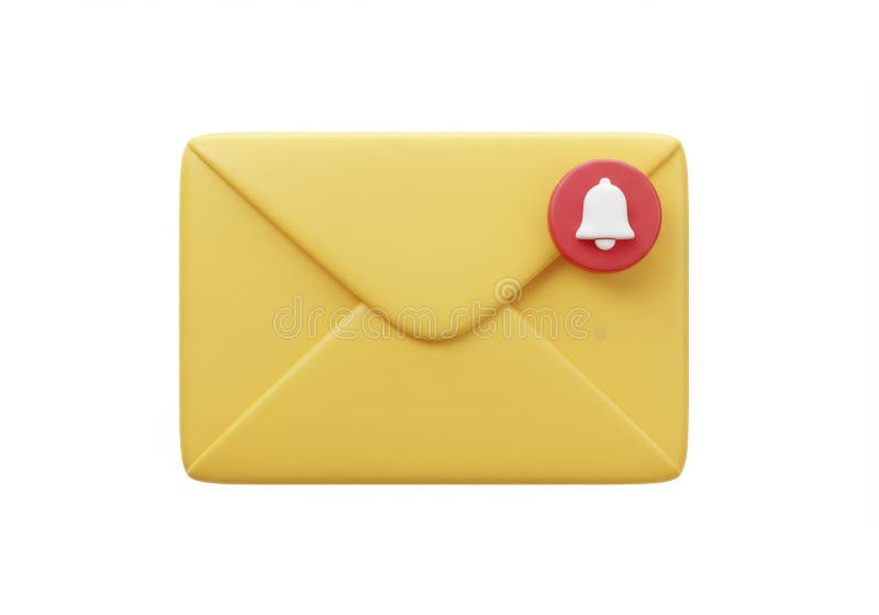 New Email Notification Icon - Yellow Envelope with Red Bell Stock ...