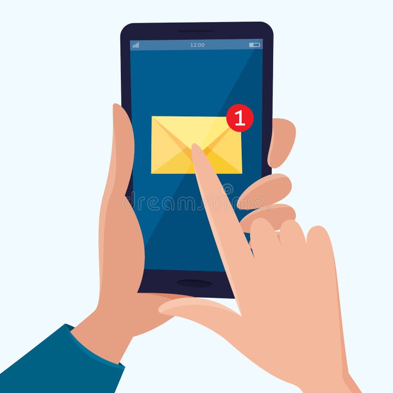 New Email Notification on Mobile Phone in Hand. Stock Vector ...